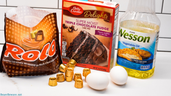 Rolo Cookies - Rolo Cake Mix Cookies - Beyer Eats and Drinks