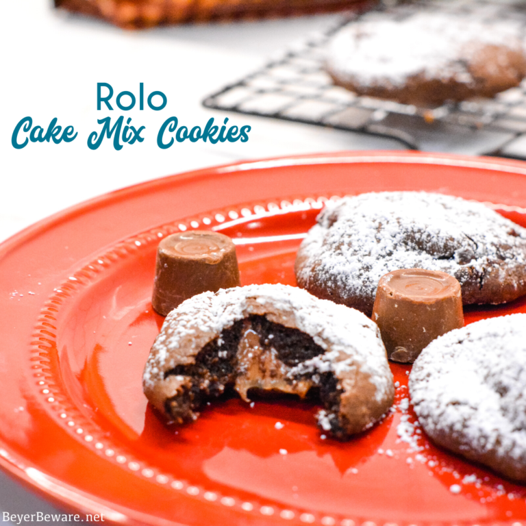 Rolo Cookies - Rolo Cake Mix Cookies - Beyer Eats and Drinks