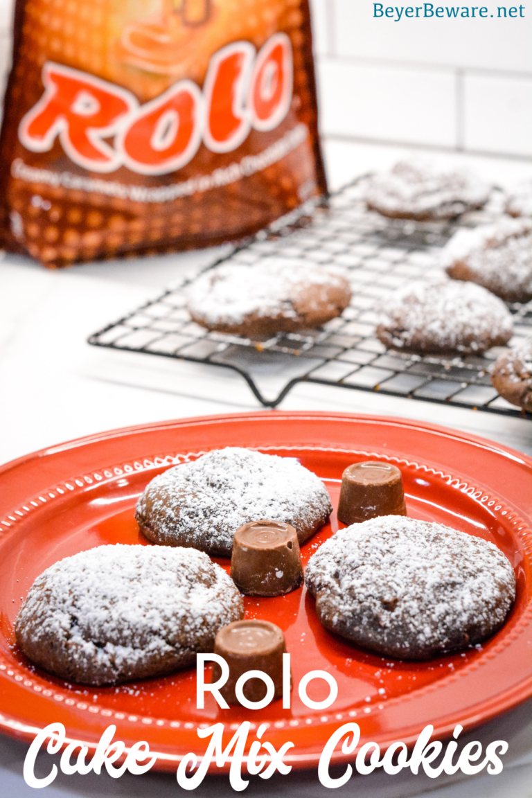 Rolo Cookies - Rolo Cake Mix Cookies - Beyer Eats and Drinks