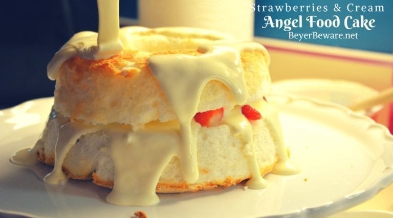 Strawberries and Cream Angel Food Cake - Beyer Eats and Drinks