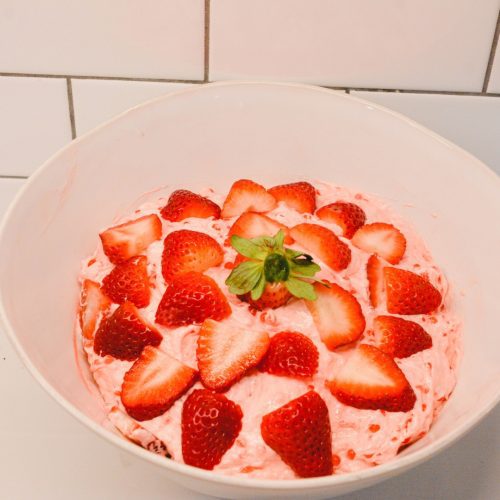 Old Fashioned Strawberry Tapioca Salad - Pink Fluff - Beyer Eats and Drinks