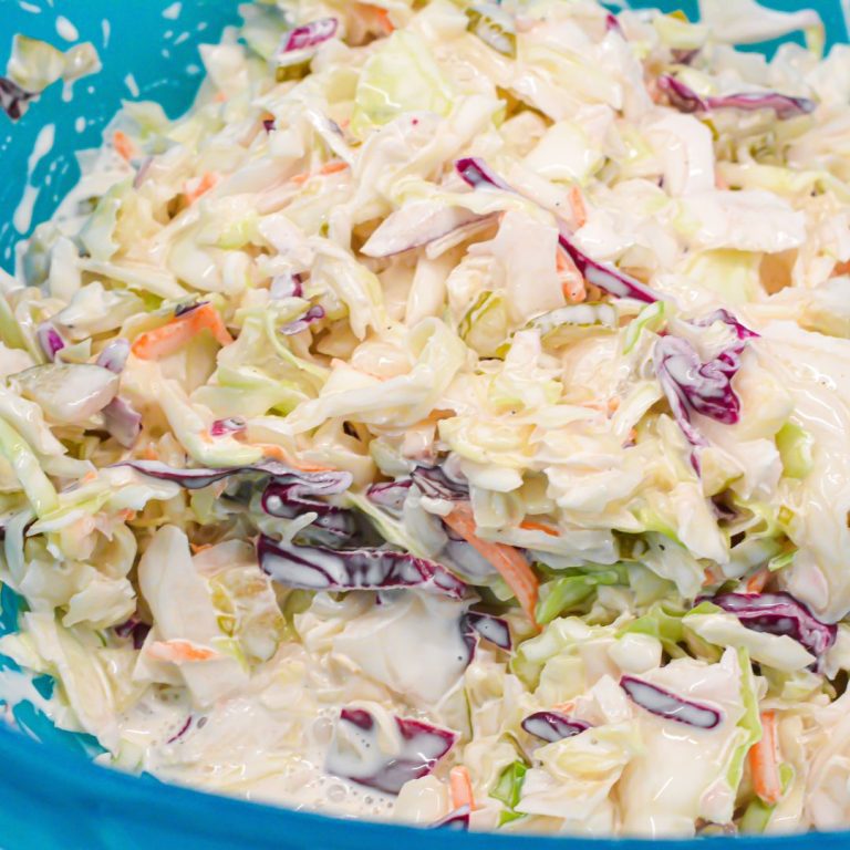 Creamy Pickle Coleslaw - Beyer Eats and Drinks