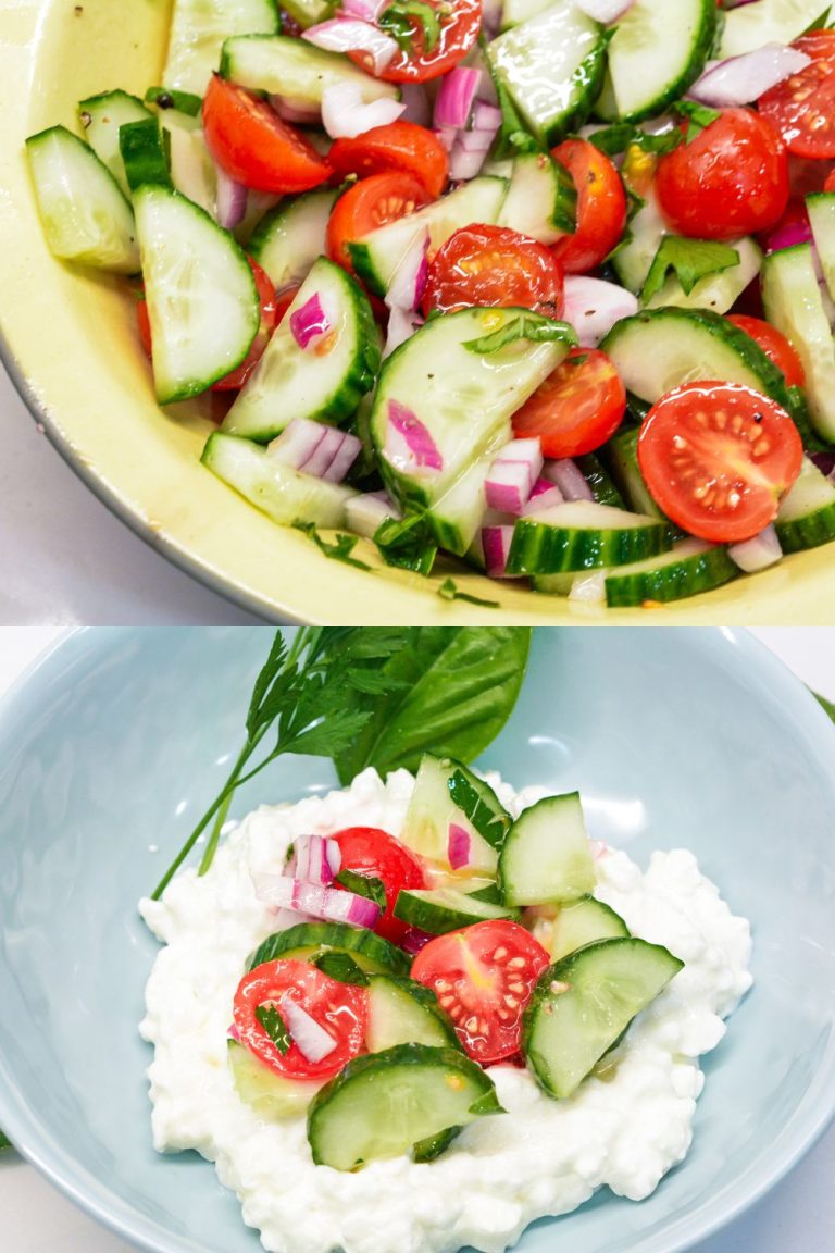 High Protein Cucumber and Tomato Salad with Cottage Cheese - Beyer Eats ...