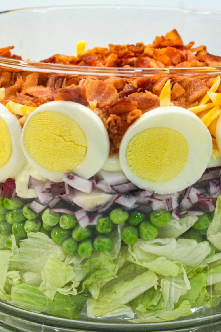 Traditional 7-Layer Salad Recipe with Peas and Hard-Boiled Eggs - Beyer ...